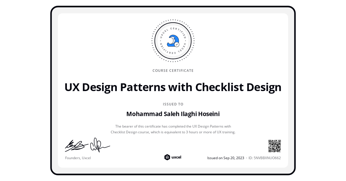 Uxcel Course Certificate of Completion | Uxcel Uxcel Course Certificate of Completion | Uxcel